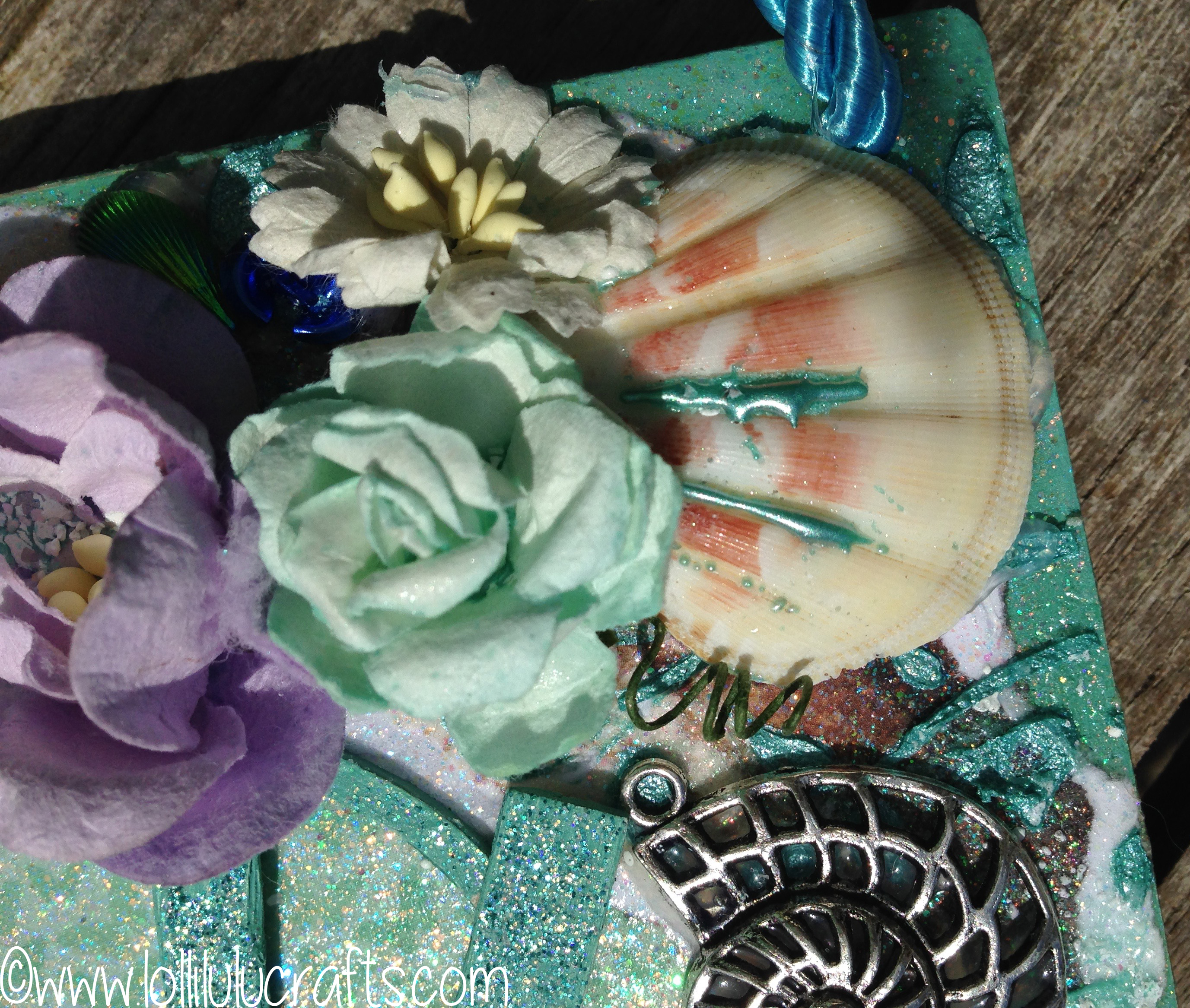 Craft Box April Mixed Media Seashell Name Plate - Lolli Lulu Crafts